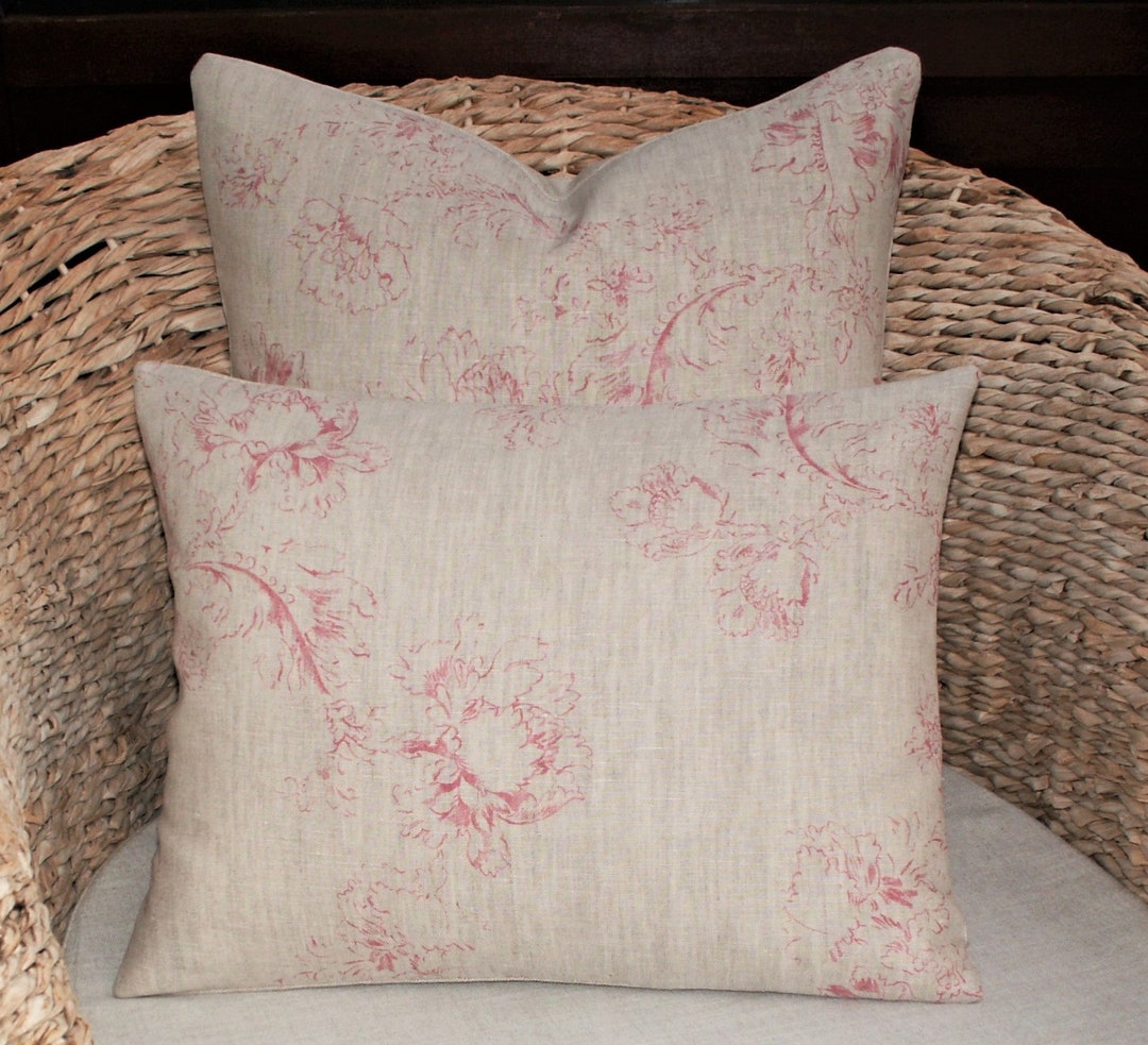 Cabbages and Roses Natural Meggernie Raspberry Cushion Cover, UK ...