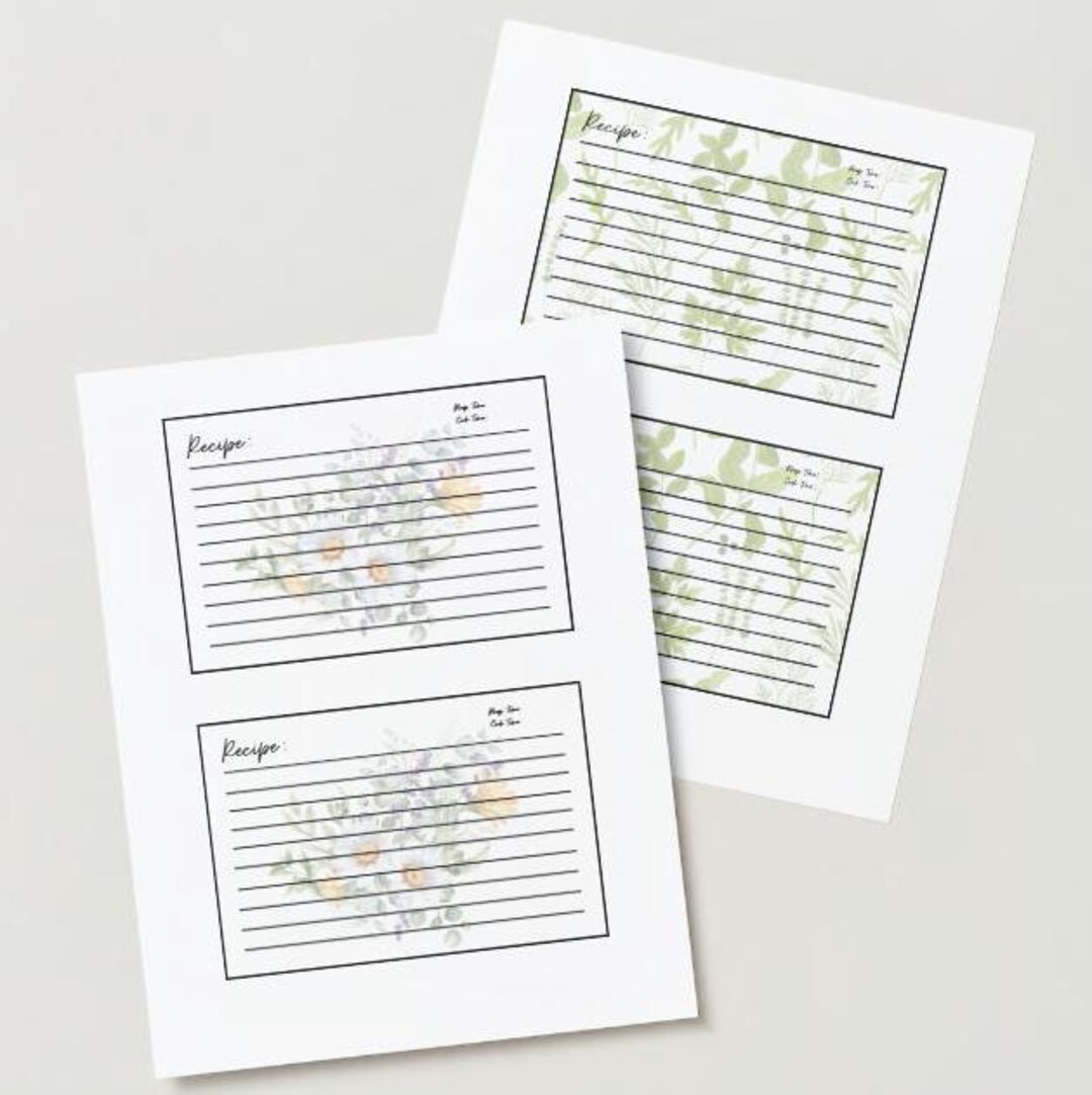 Recipe Cards 4x6 Inches - Digital Download - Etsy