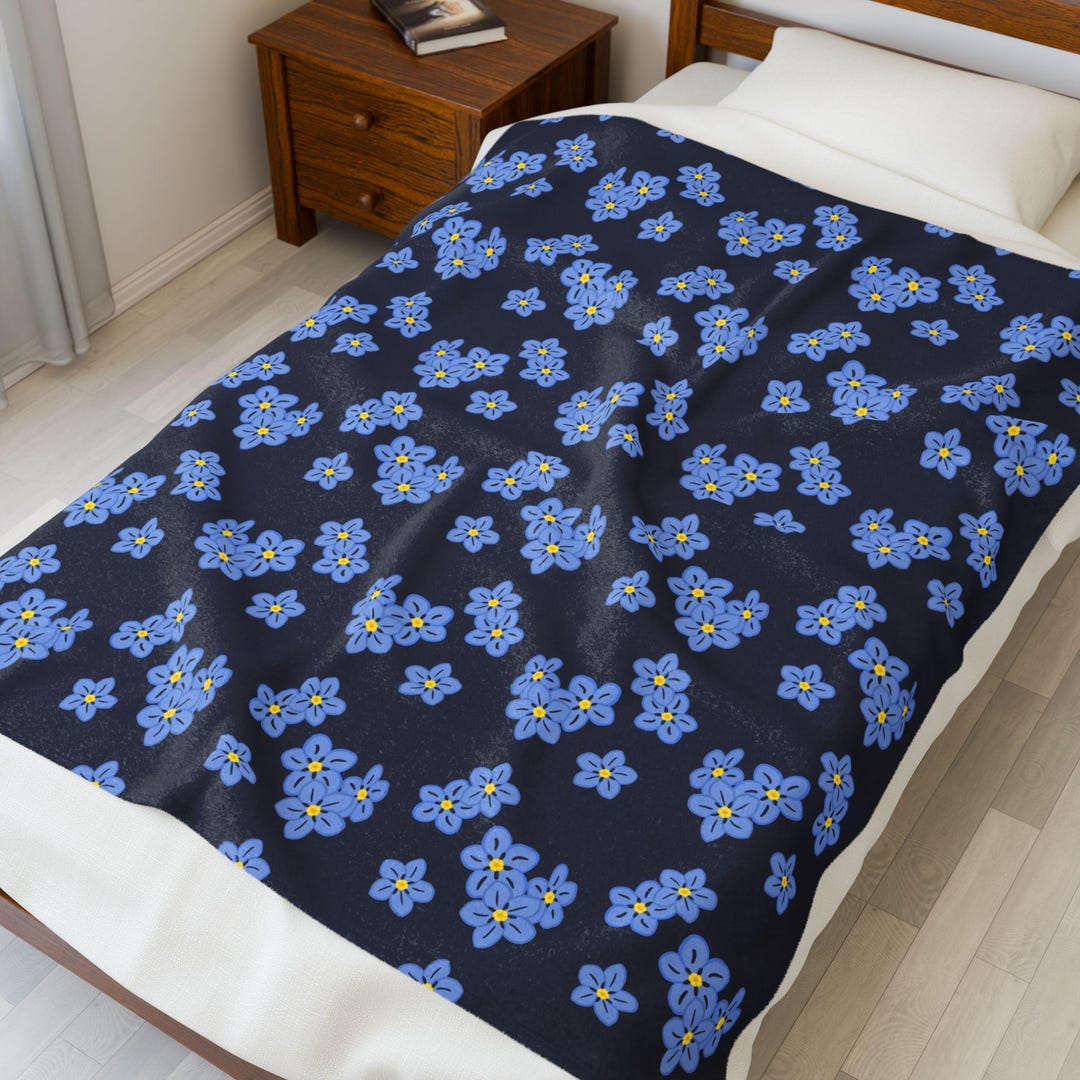 Blue Forget-me-not Flower Plush Blanket, Cozy Throw - Etsy
