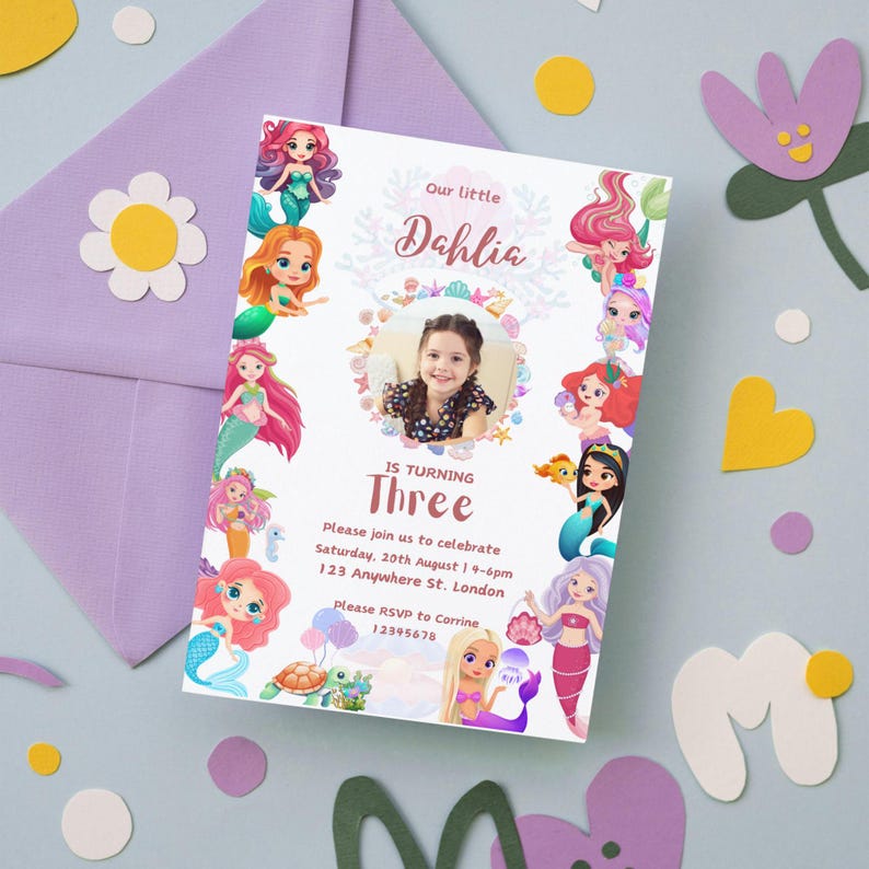 Editable Mermaid Invitation - Etsy