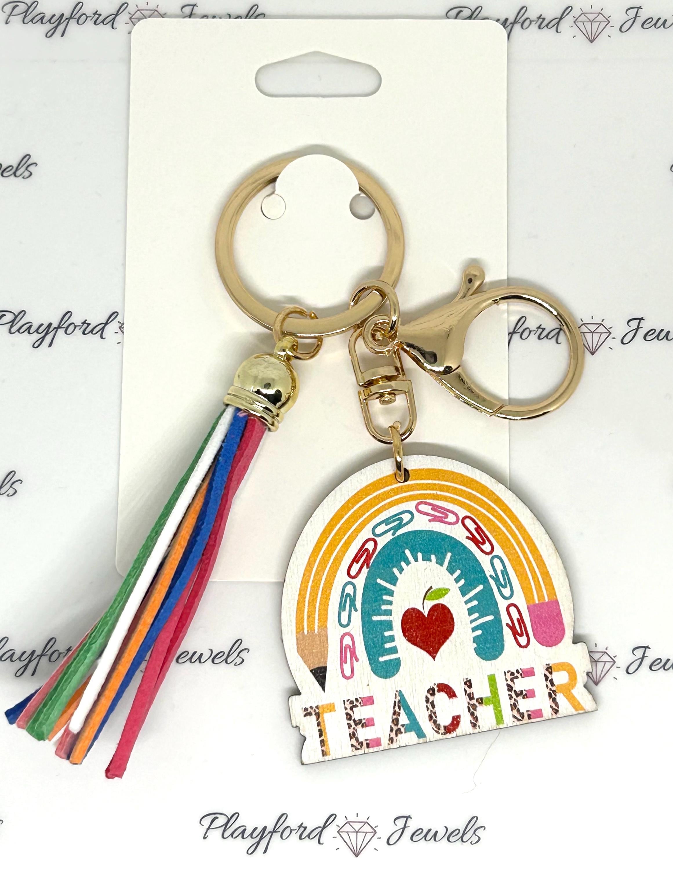 Teacher Wooden Rainbow Shaped Keyring With Tassel. - Etsy