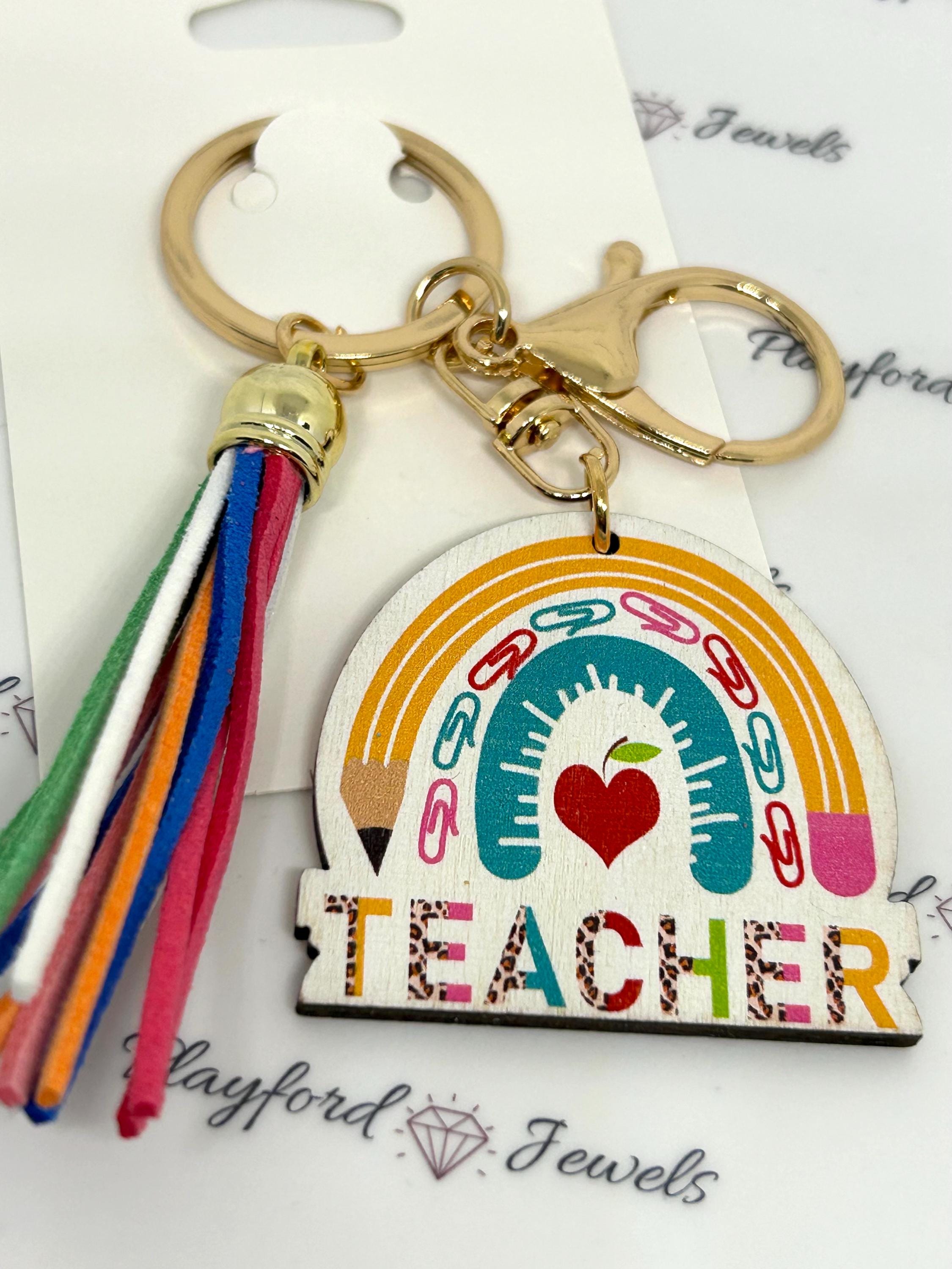 Teacher Wooden Rainbow Shaped Keyring With Tassel. - Etsy