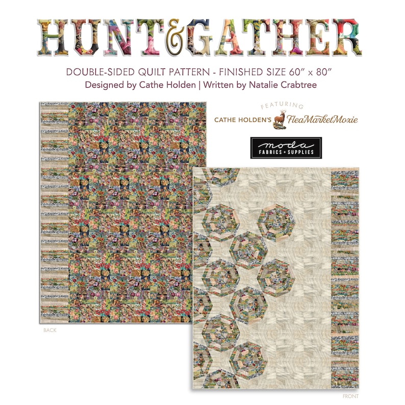 HUNT & GATHER 60" X 80" Double-sided Quilt Pattern by Cathe Holden - Etsy