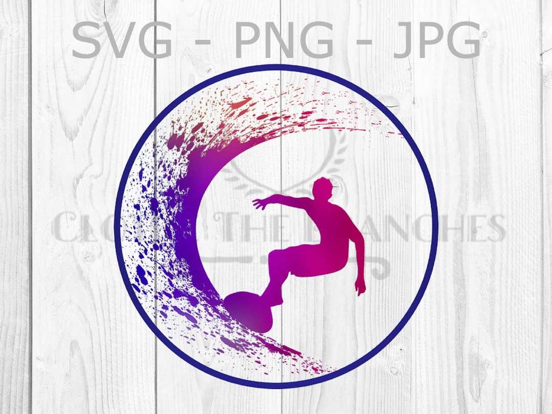 Surfer Circle Graphic, Png, Jpg, Svg, Ocean Colorful Beach - Etsy