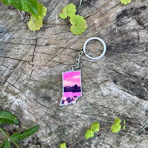 Indiana Soft Enamel Keychain, Nature Scene Key Ring, Hoosier State 1.5 ...