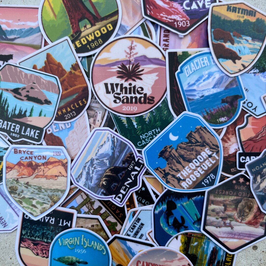 63 National Parks Die Cut Sticker Bundle, Laminated Landmarks, Colorful ...