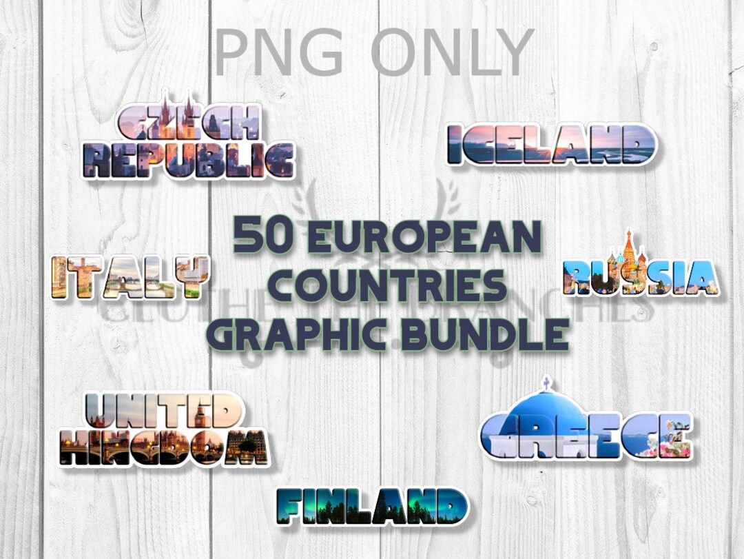 Europe Countries Landscape Bundle, 50 European Nations Sublimation ...