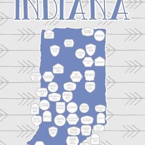 Indiana State Parks Map Poster With Stickers, Travel Checklist Tracker ...