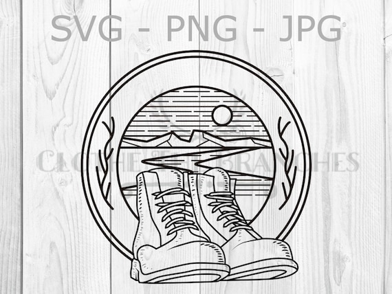 Hiking Boots Nature Circle Graphic Svg Png Jpg - Etsy