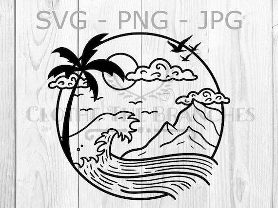 Mountain Wave Beach Circle Graphic Svg Png Jpg - Etsy