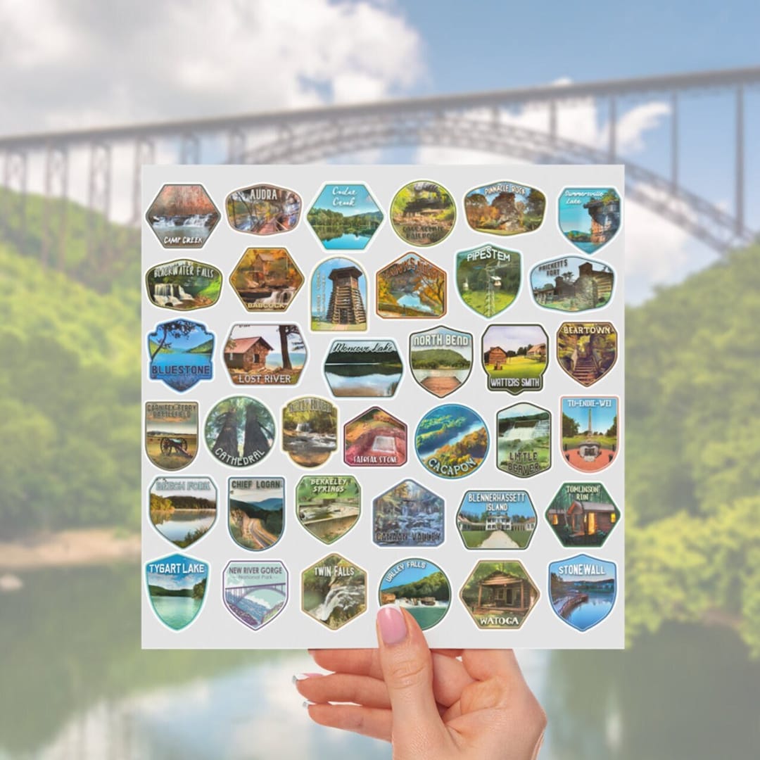 West Virginia State Parks Sticker Sheet, Water Resistant Vinyl Bucket ...