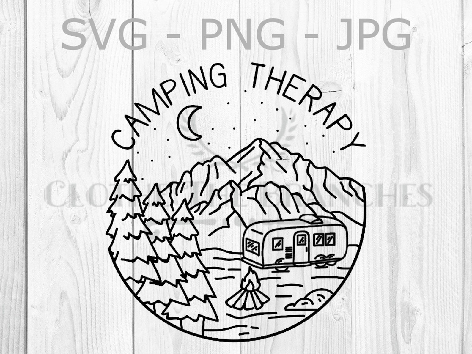 Camping Therapy Svg, Camper Scene Png, Mountain Campsite Graphic - Etsy