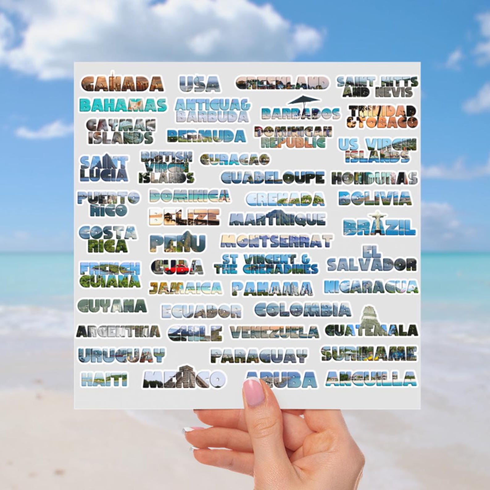 All World Countries Sticker Sheet, Americas, Asia, Europe, Africa ...