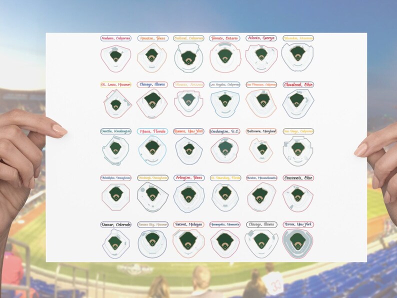 Baseball Stadium Bucket List Water Bottle With Stickers, MLB Diamond ...