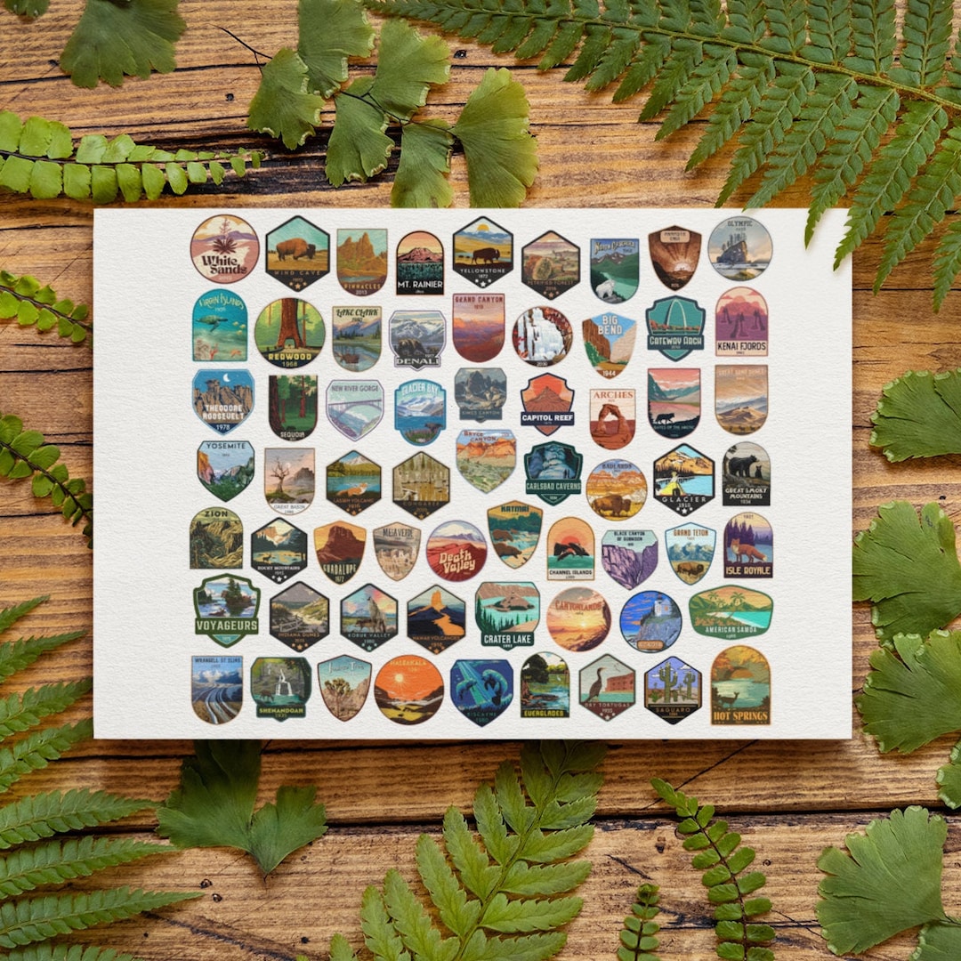 National Parks Mini Sticker Sheet, Water Resistant Vinyl Bucket List ...