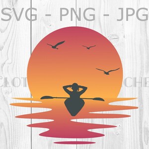 Kayak Sunset Lake Reflection Graphic, Svg, Png, Jpg - Etsy