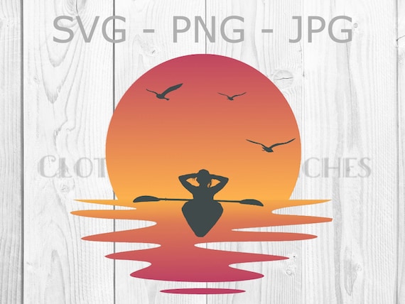 Kayak Sunset Lake Reflection Graphic Svg Png Jpg - Etsy