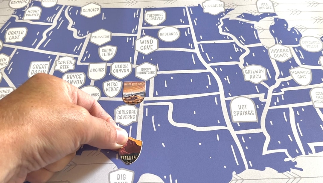 National Parks Map Poster With Stickers, Travel Checklist Tracker ...