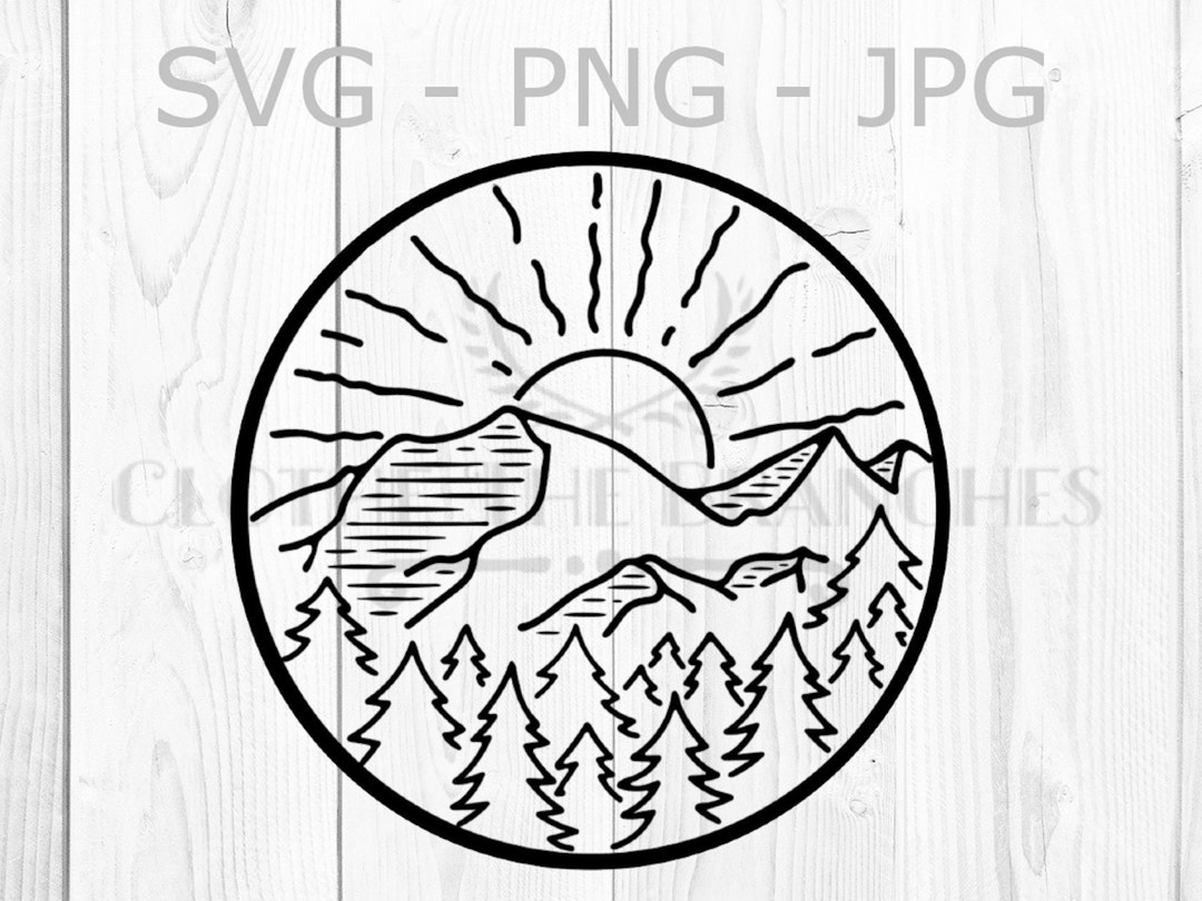 Mountain Sunset Circle Simple Graphic, Svg, Png, Jpg - Etsy