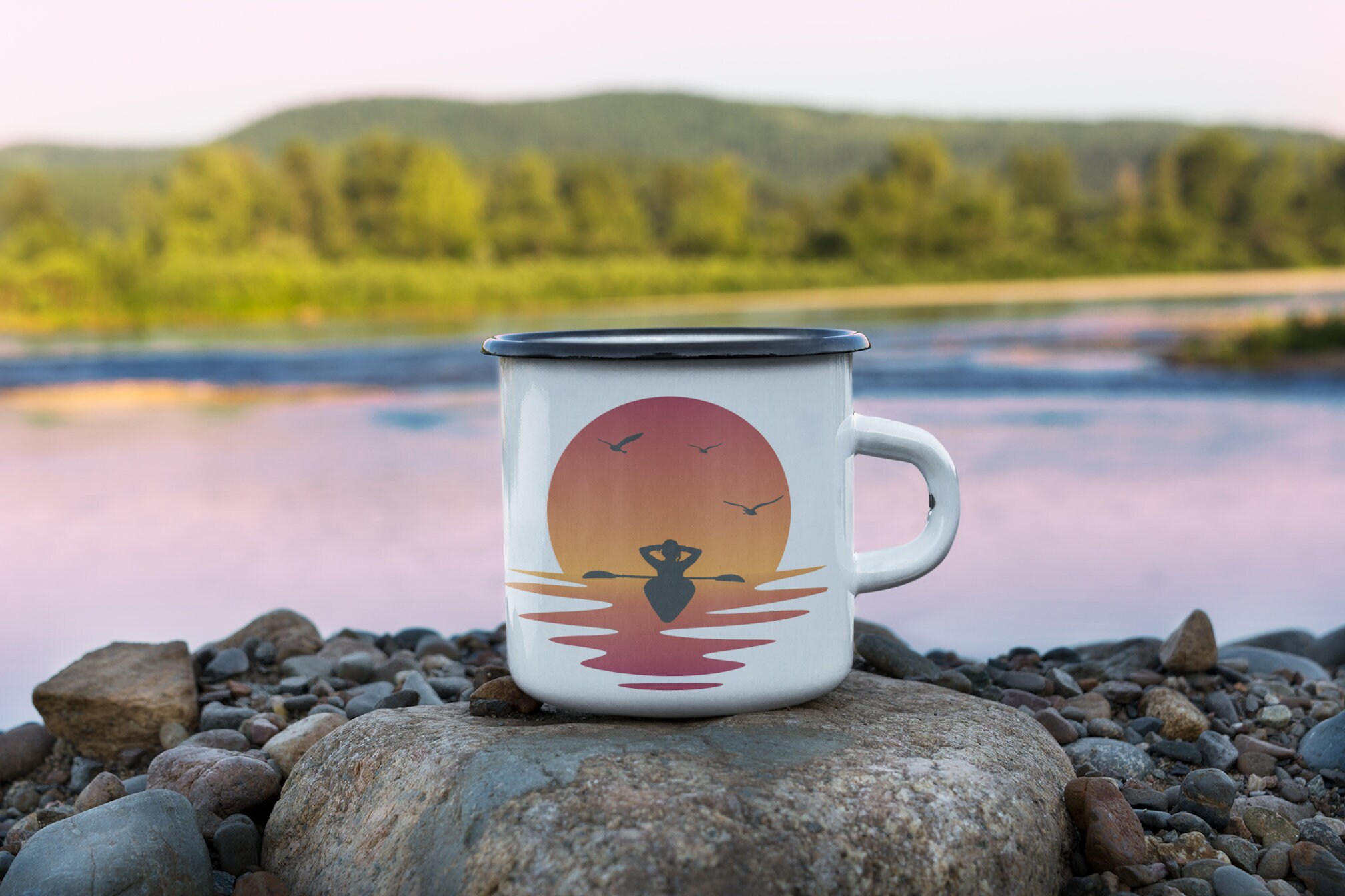 Kayak Sunset Lake Reflection Graphic Svg Png Jpg - Etsy