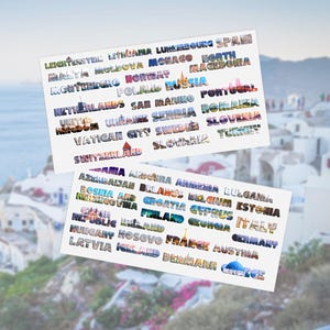 All World Countries Sticker Sheet, Americas, Asia, Europe, Africa ...