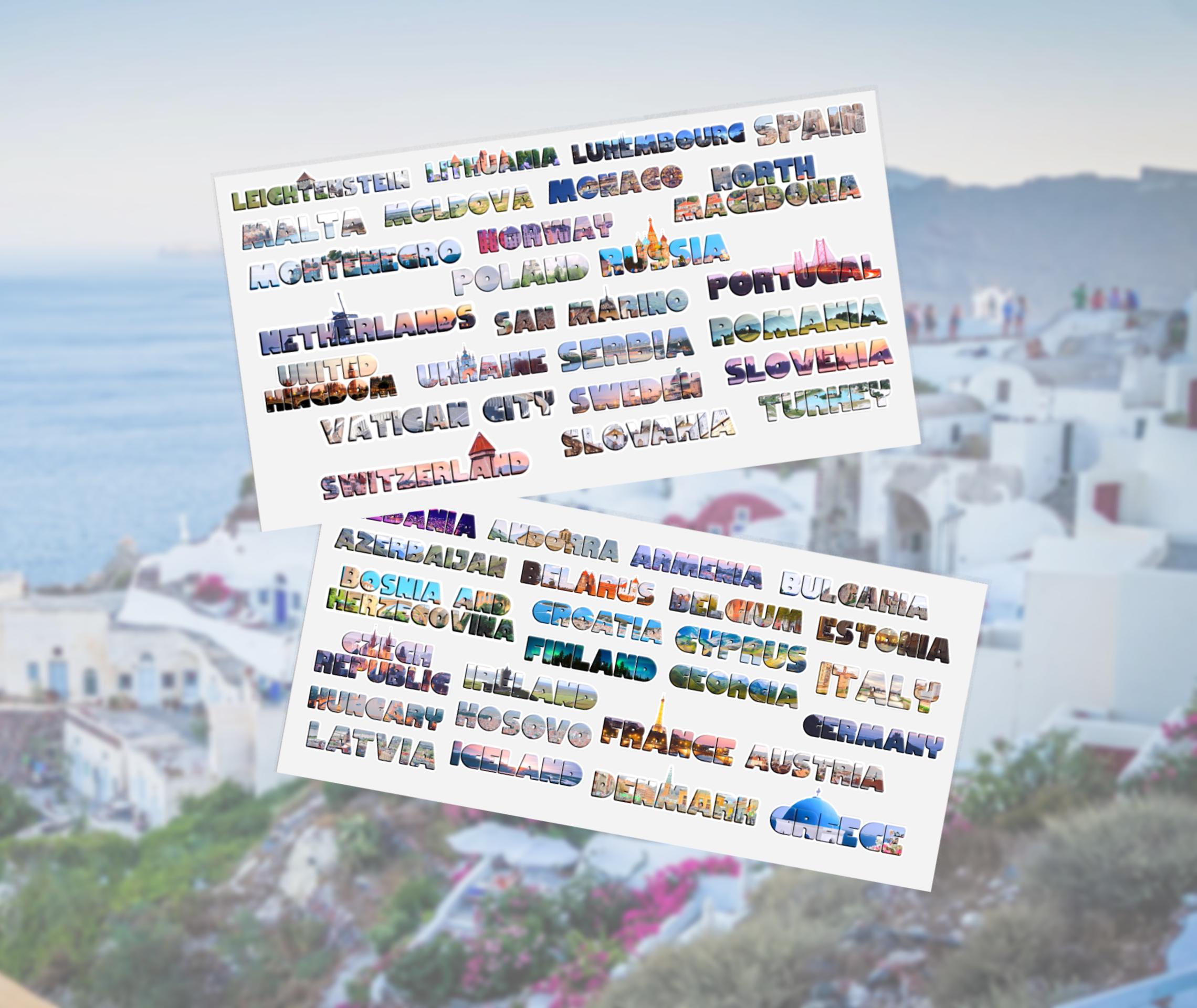 All World Countries Sticker Sheet, Americas, Asia, Europe, Africa ...