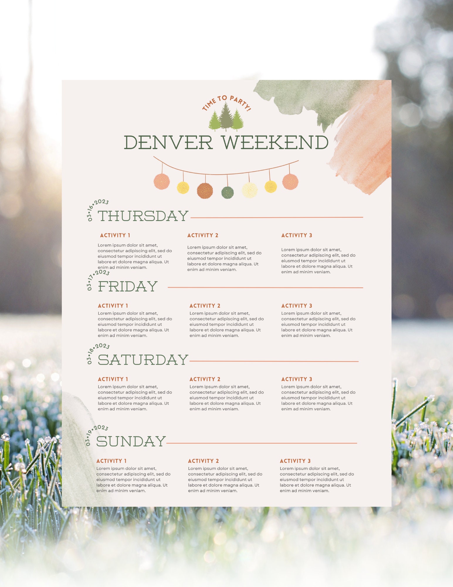 Editable Weekend Itinerary Template, Canva DIY (digital Download) - Etsy