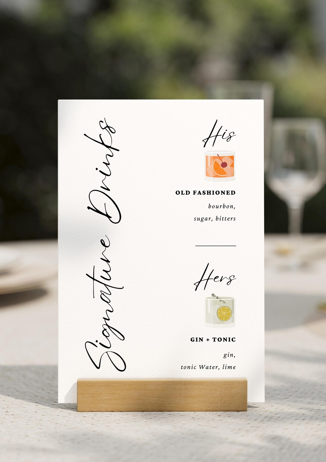 Minimalistic Cursive Wedding Drinks Menu Template - Etsy