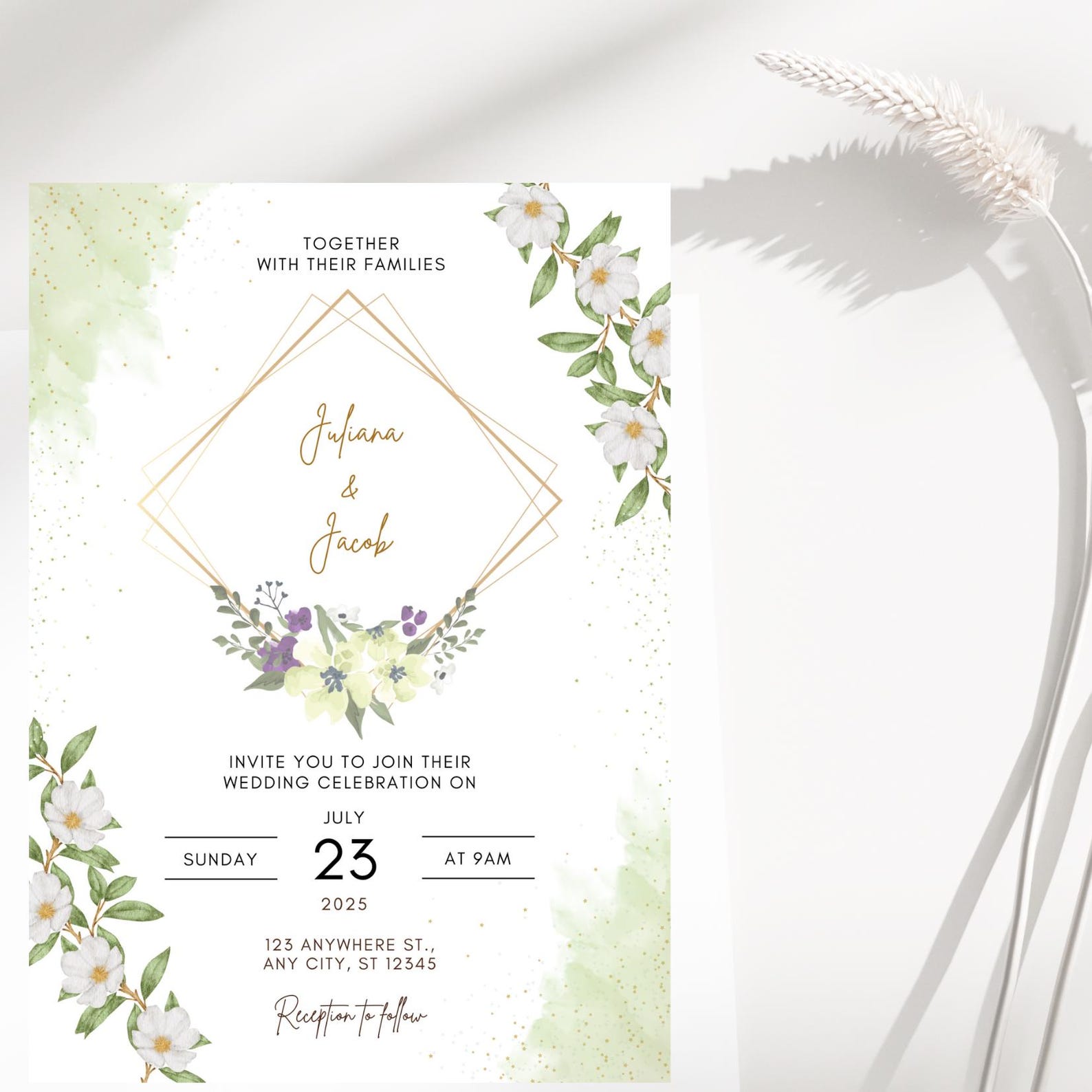 Editable Digital Wedding Invitation Template Instant Download ...