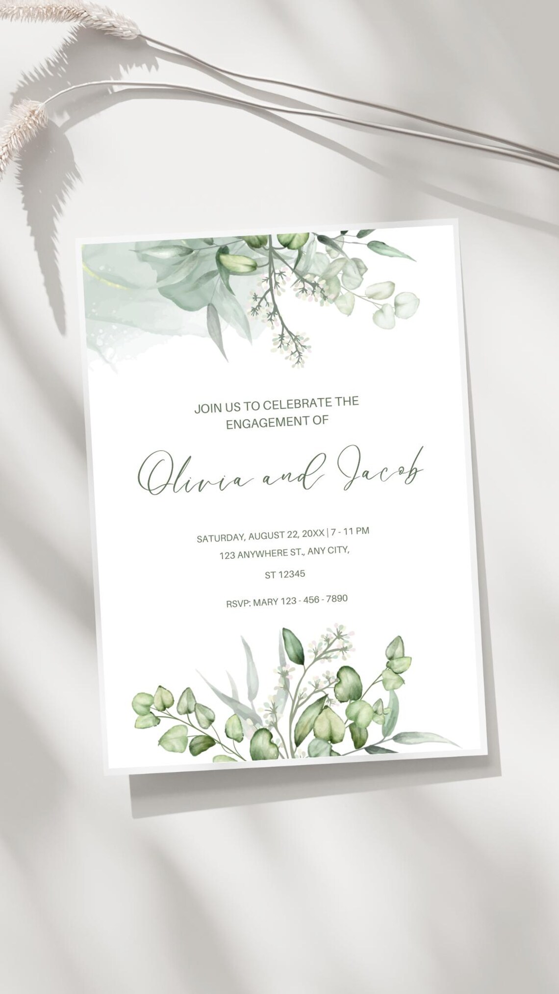 Modern Minimalist Elegant Wedding Invitation Template Download DIY ...