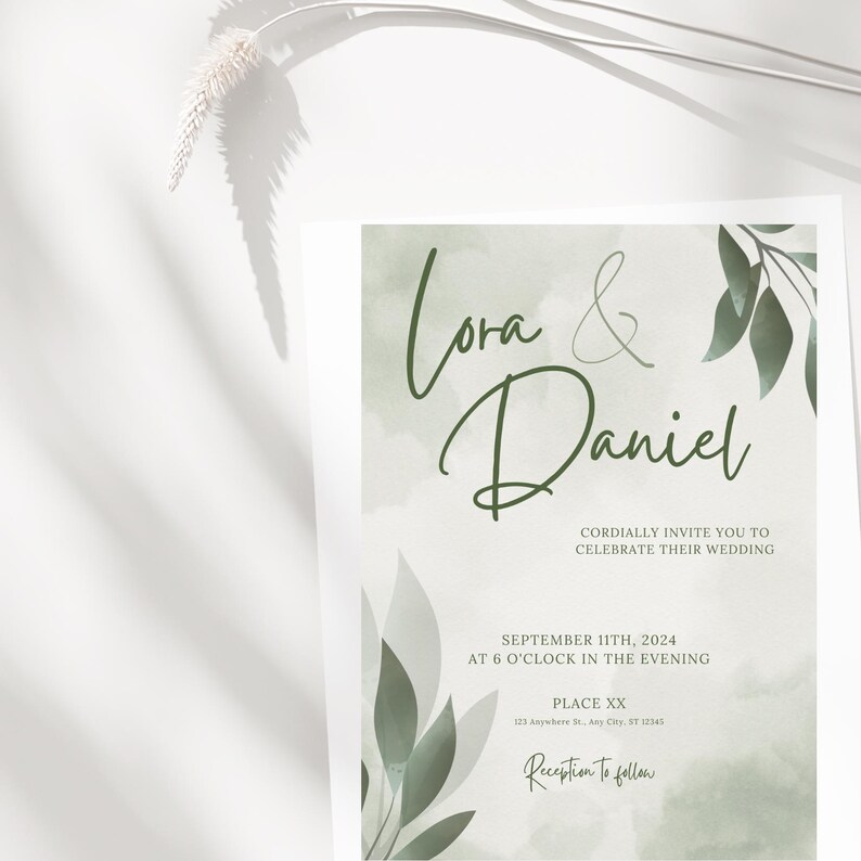 Editable Digital Wedding Invitation Template Instant Download Customizable Modern Design ...