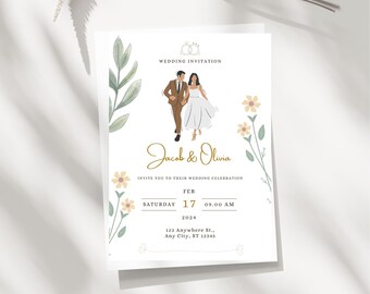 Editable Digital Wedding Invitation Template Instant Download Customizable Modern Design ...