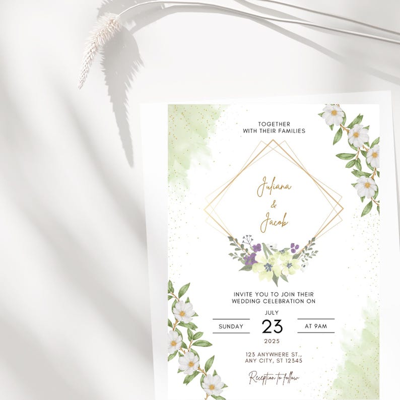 Editable Digital Wedding Invitation Template Instant Download Customizable Modern Design ...