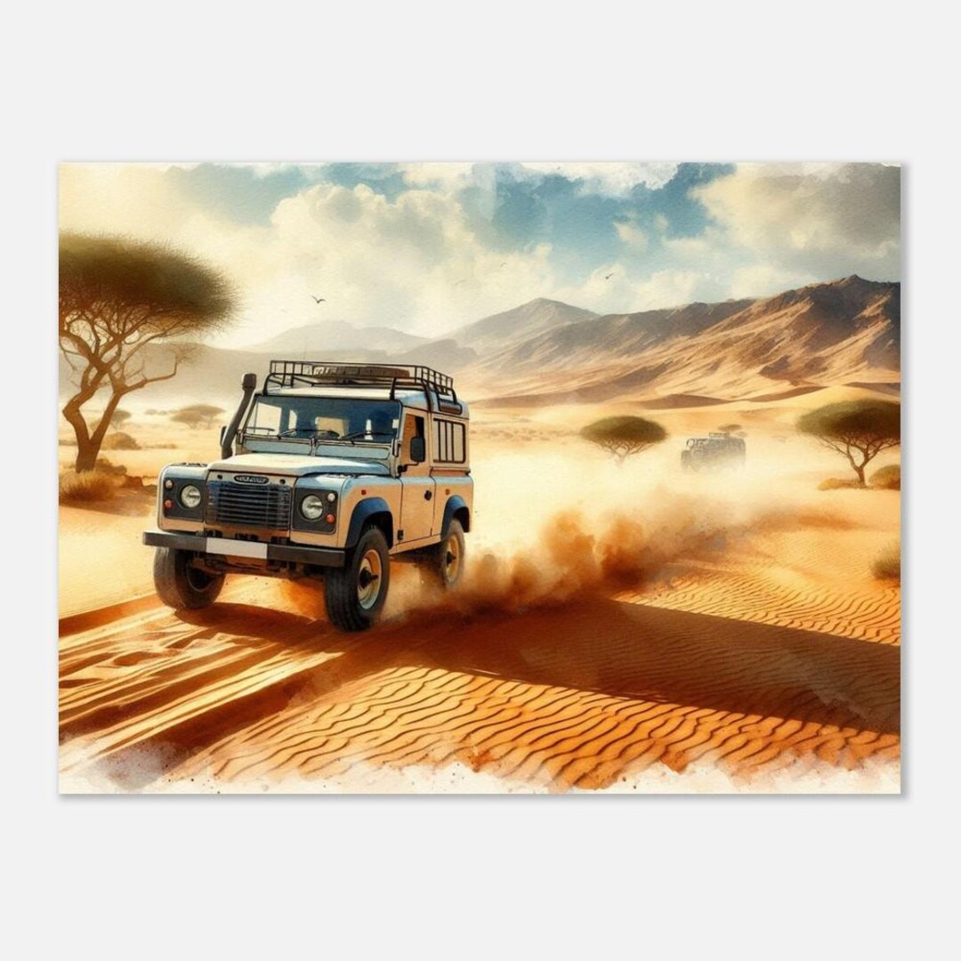 Classic Land Rover Defender Wall Art Matte Print Desert Sunset Land ...