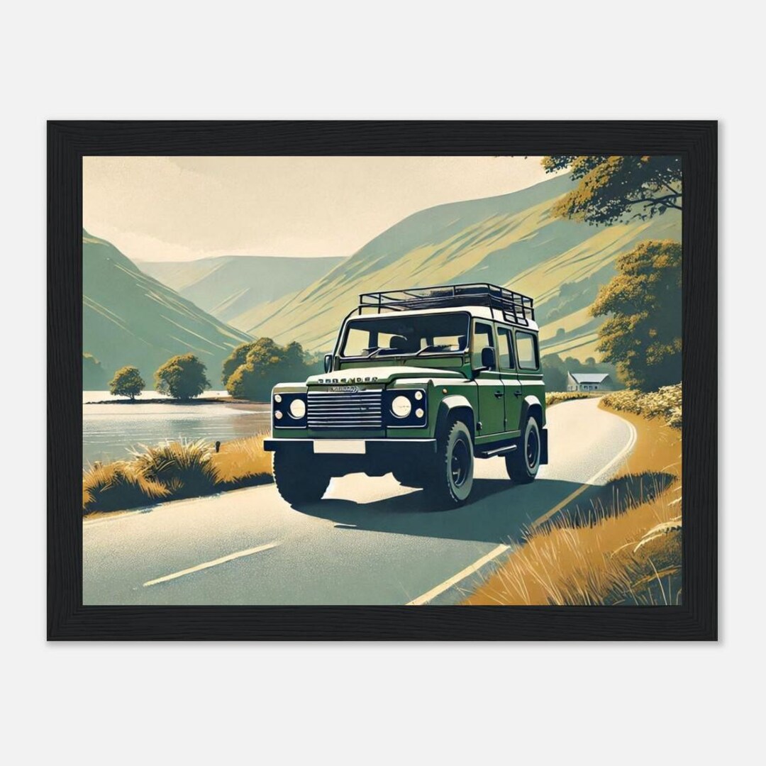 Classic Land Rover Defender Wall Art | Matte Framed Print | Lake ...