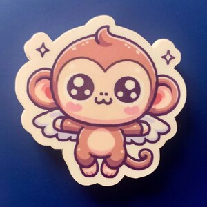 Cute Monkey Sticker, Kawaii Monkey Sticker, Water Bottle Sticker ...
