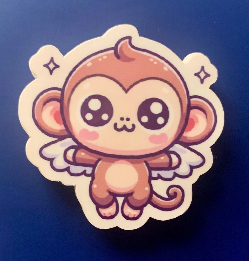 Cute Monkey Sticker, Kawaii Monkey Sticker, Water Bottle Sticker ...