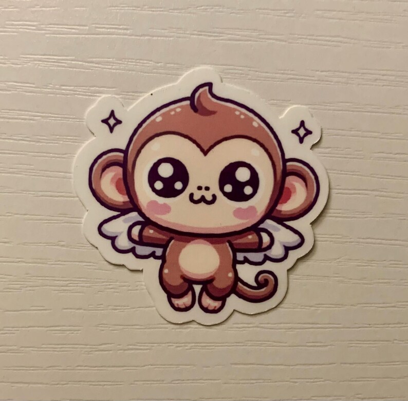 Cute Monkey Sticker, Kawaii Monkey Sticker, Water Bottle Sticker ...