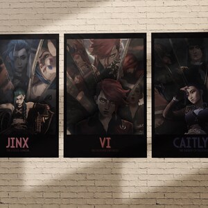 Arcane Jinx, Vi and Caitlyn Poster Set of 3 18x24 Inch Wall Decor ...