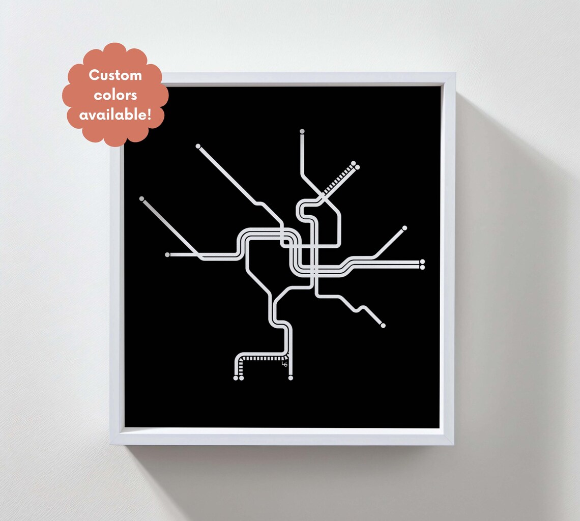 Washington D.C. Metro Map Transit Map Washington D.C. Poster Washington ...