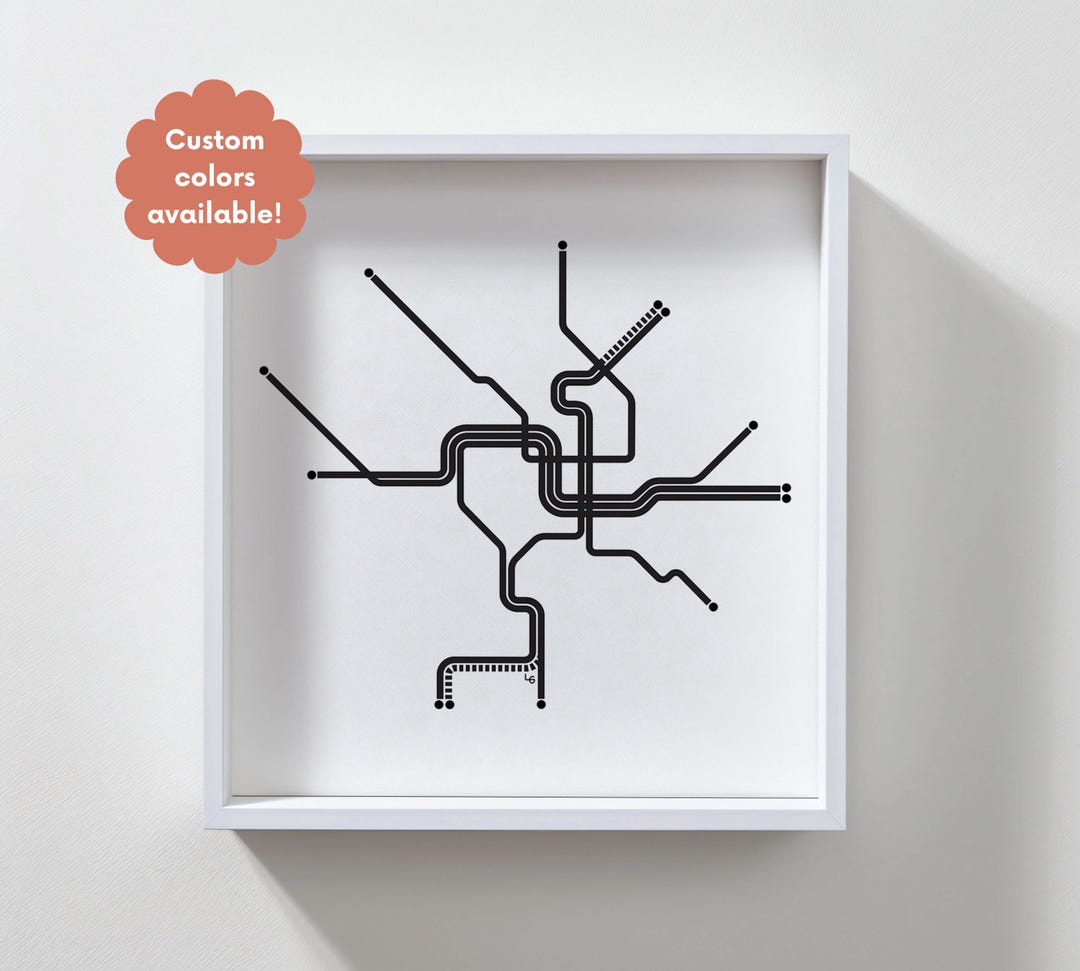 Washington D.C. Metro Map Transit Map Washington D.C. Poster Washington ...