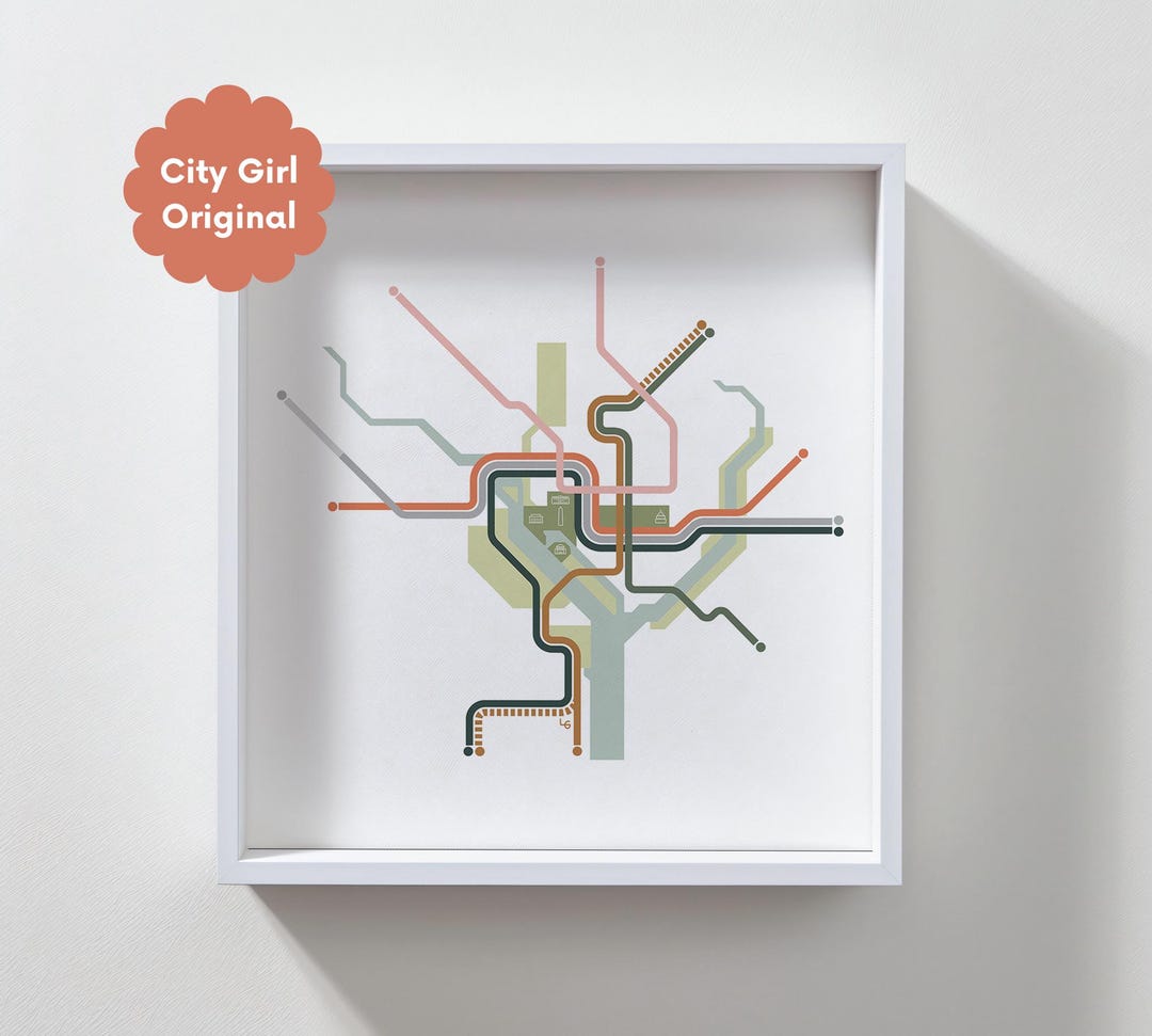 Washington D.C. Metro Map Transit Map Washington D.C. Poster Washington ...