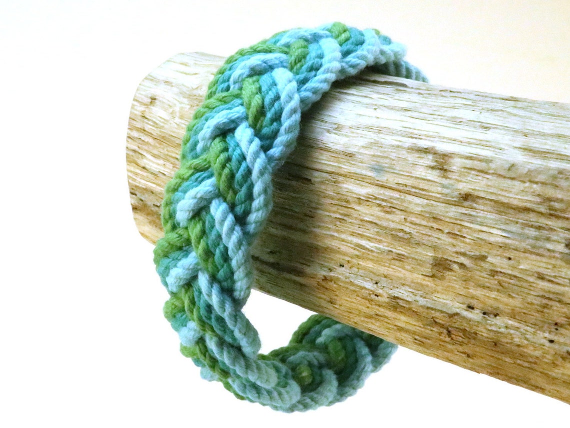 Blue Green Rope Bracelet Turk Head Knot Bracelet Dyed Cotton | Etsy