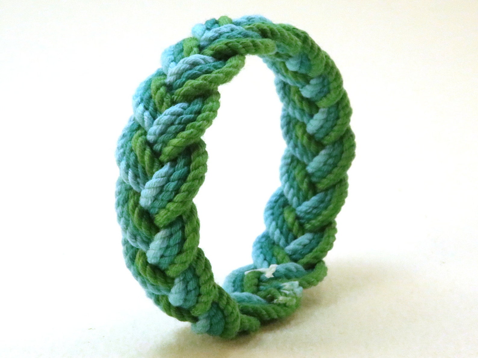 Blue Green Rope Bracelet Turk Head Knot Bracelet Dyed Cotton | Etsy