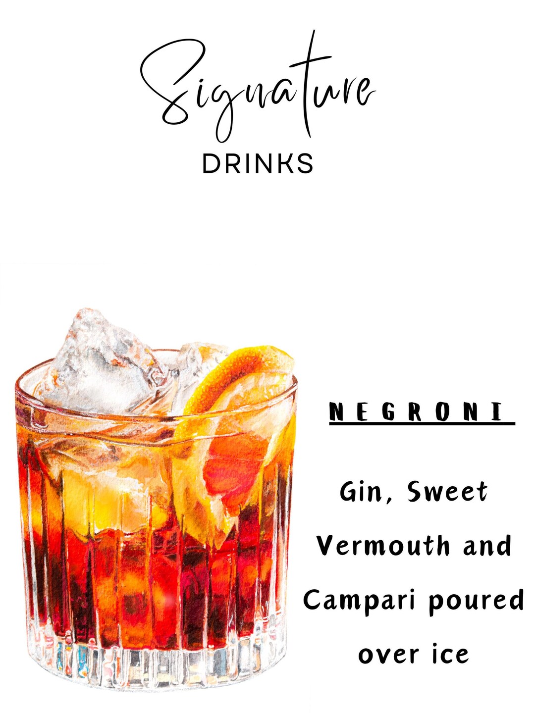 Digital Print - Signature Drink - Negroni - Etsy