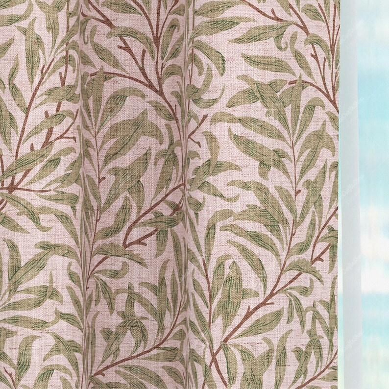 Botanical Print Linen Blend Curtains for Bedroom,vintage Leaf Drapes ...