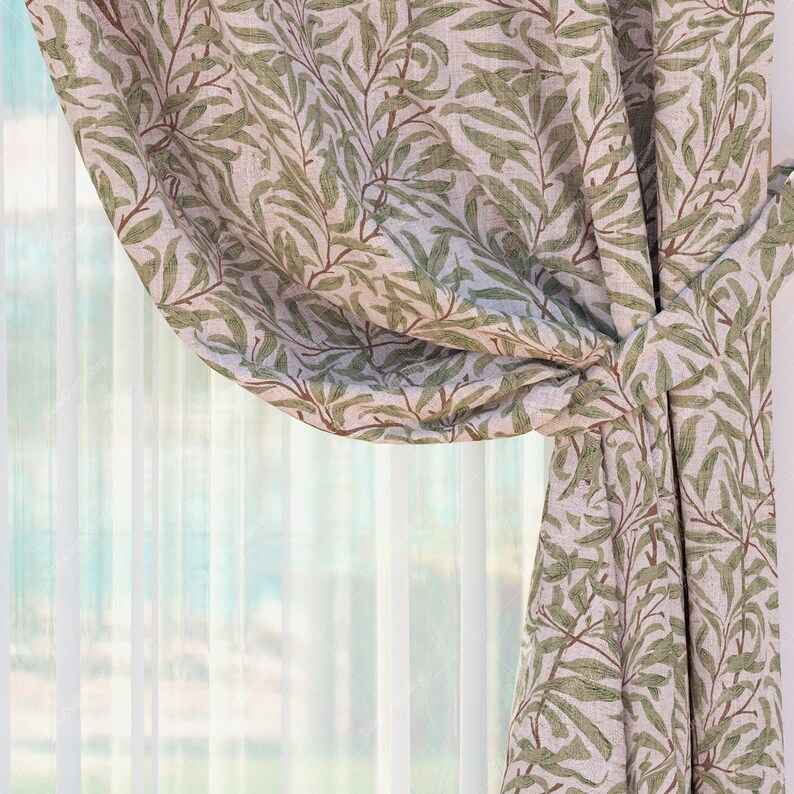 Botanical Print Linen Blend Curtains for Bedroom,vintage Leaf Drapes ...