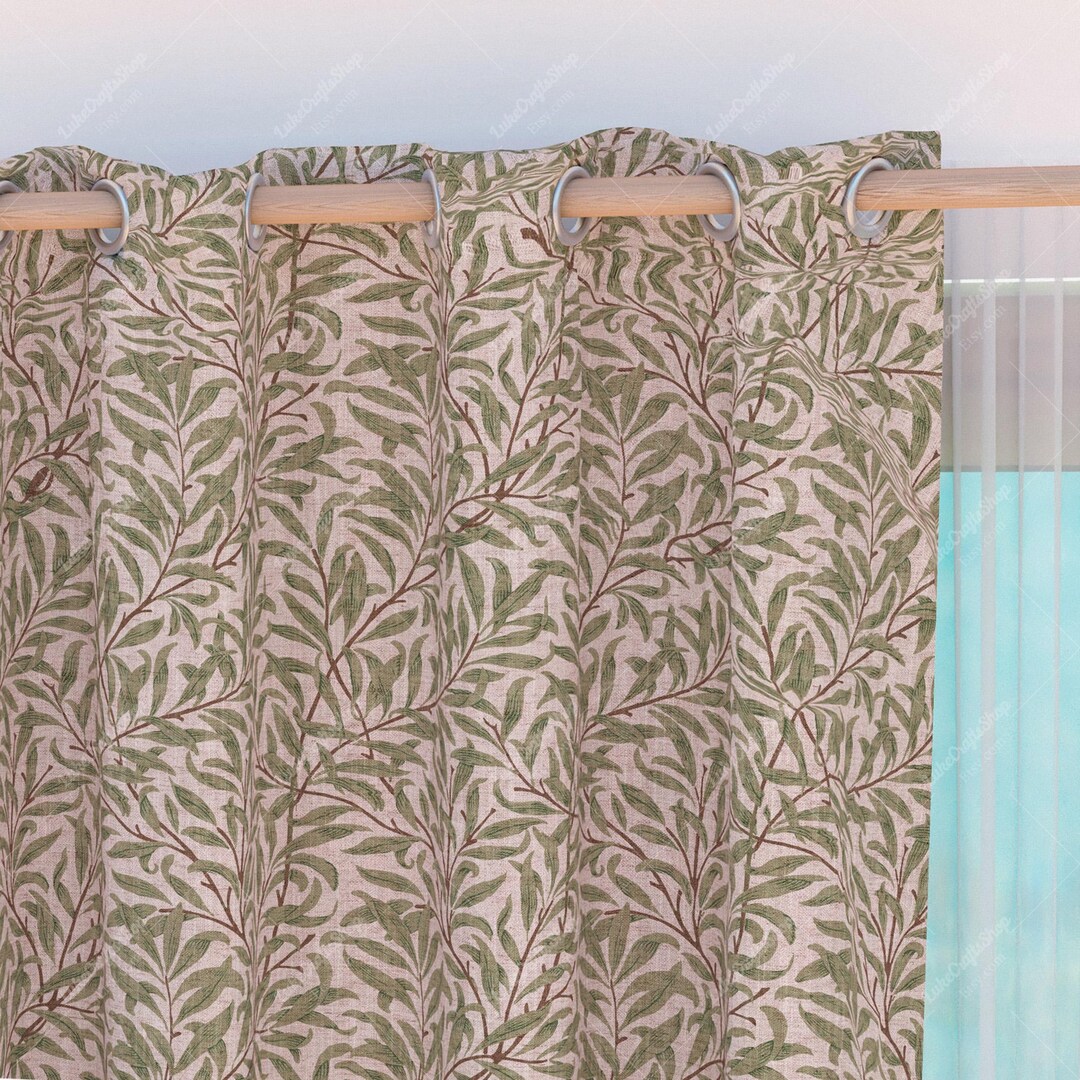 Botanical Print Linen Blend Curtains for Bedroom,vintage Leaf Drapes ...