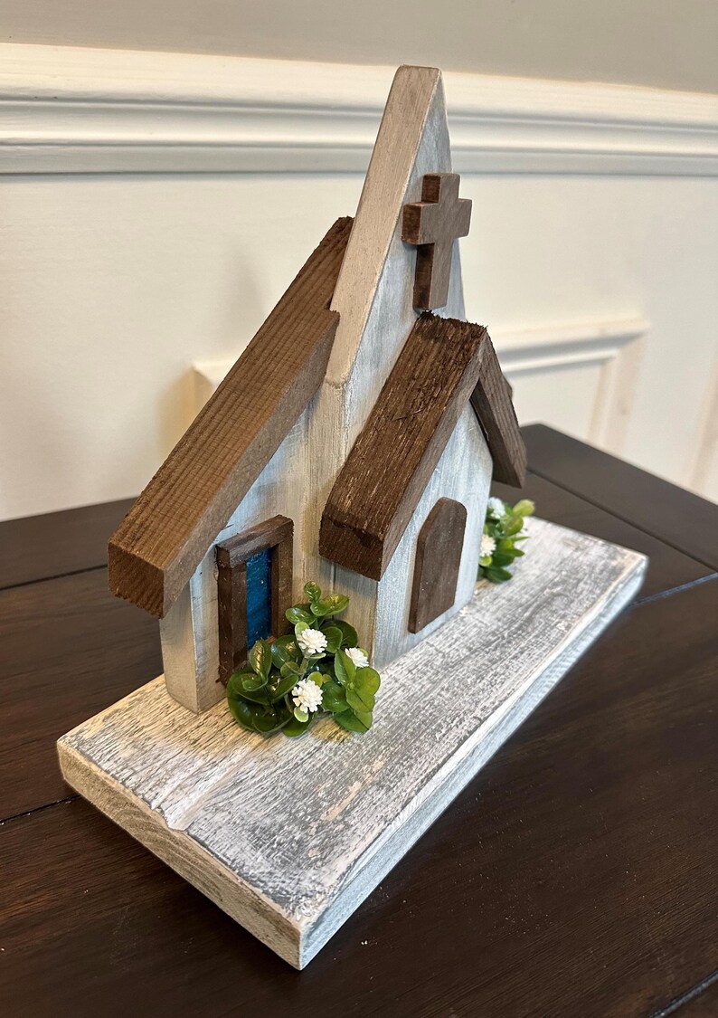 Handcrafted Wooden Church With Stained Glass Windows - Etsy
