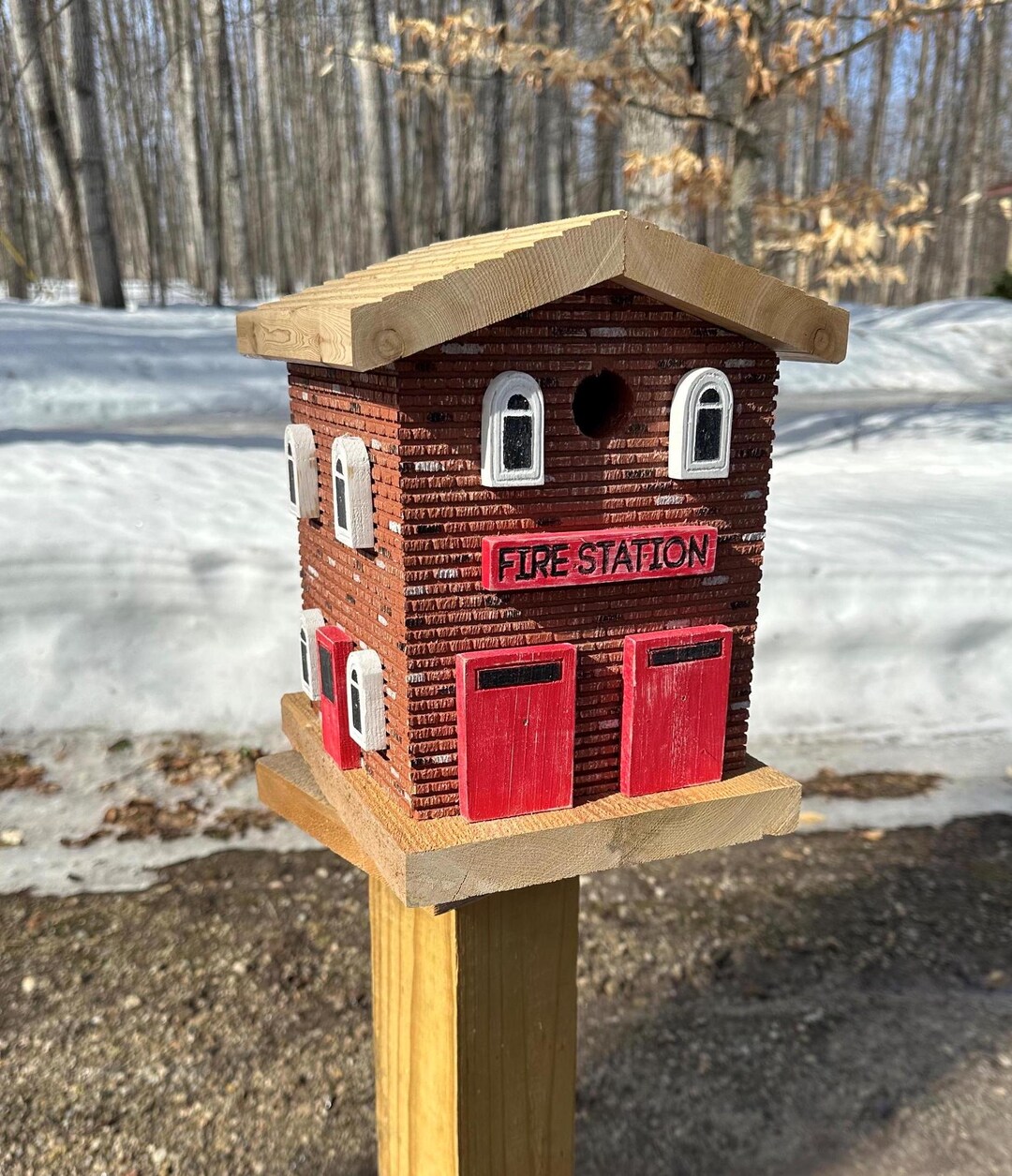 Handcrafted Brick Fire Station Birdhouse - Etsy
